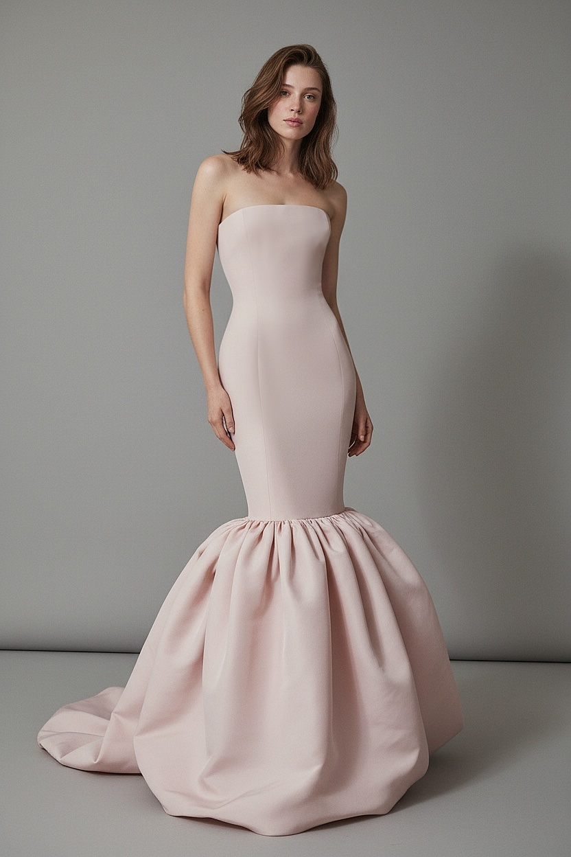 Sculpted Strapless Balloon Hem Gown | Nueve Collection